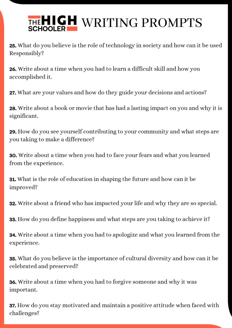 50 Writing Prompts For High School Sophomores [PDF Included ...