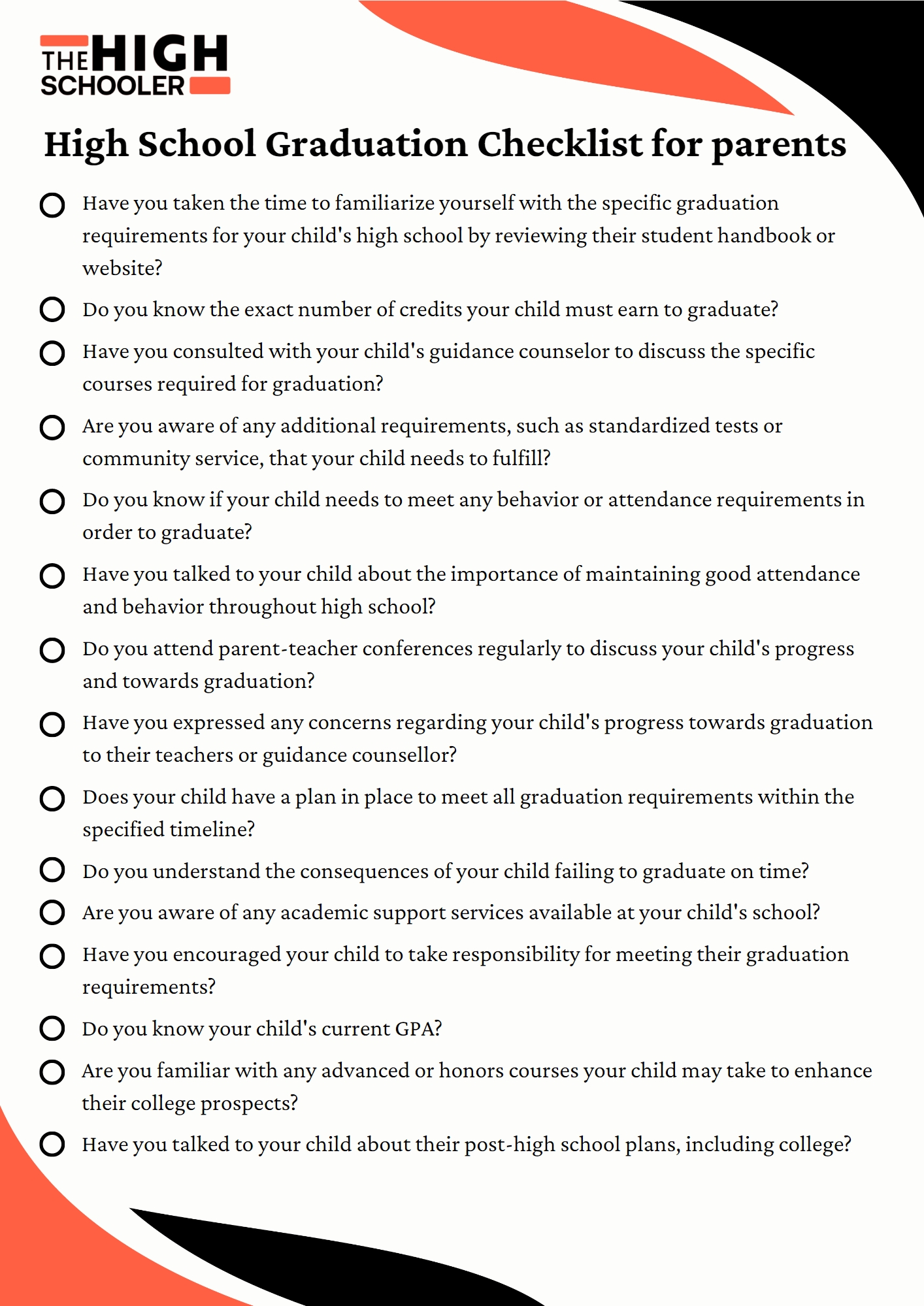 High School Graduation Checklist For Parents PDF Included High School Graduation Checklist For Parents PDF Included