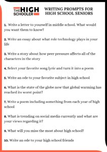 20 Writing Prompts For High School Seniors [PDF Included] - TheHighSchooler