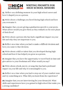 20 Writing Prompts For High School Seniors [PDF Included] - TheHighSchooler