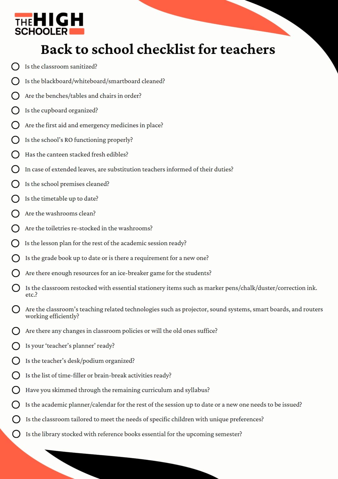 First Day Of School Checklist For Teachers [PDF Included] - TheHighSchooler