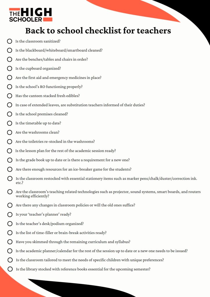 First Day Of School Checklist For Teachers [PDF Included] - TheHighSchooler