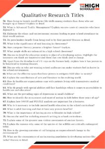 100 Qualitative Research Titles For High School Students - TheHighSchooler