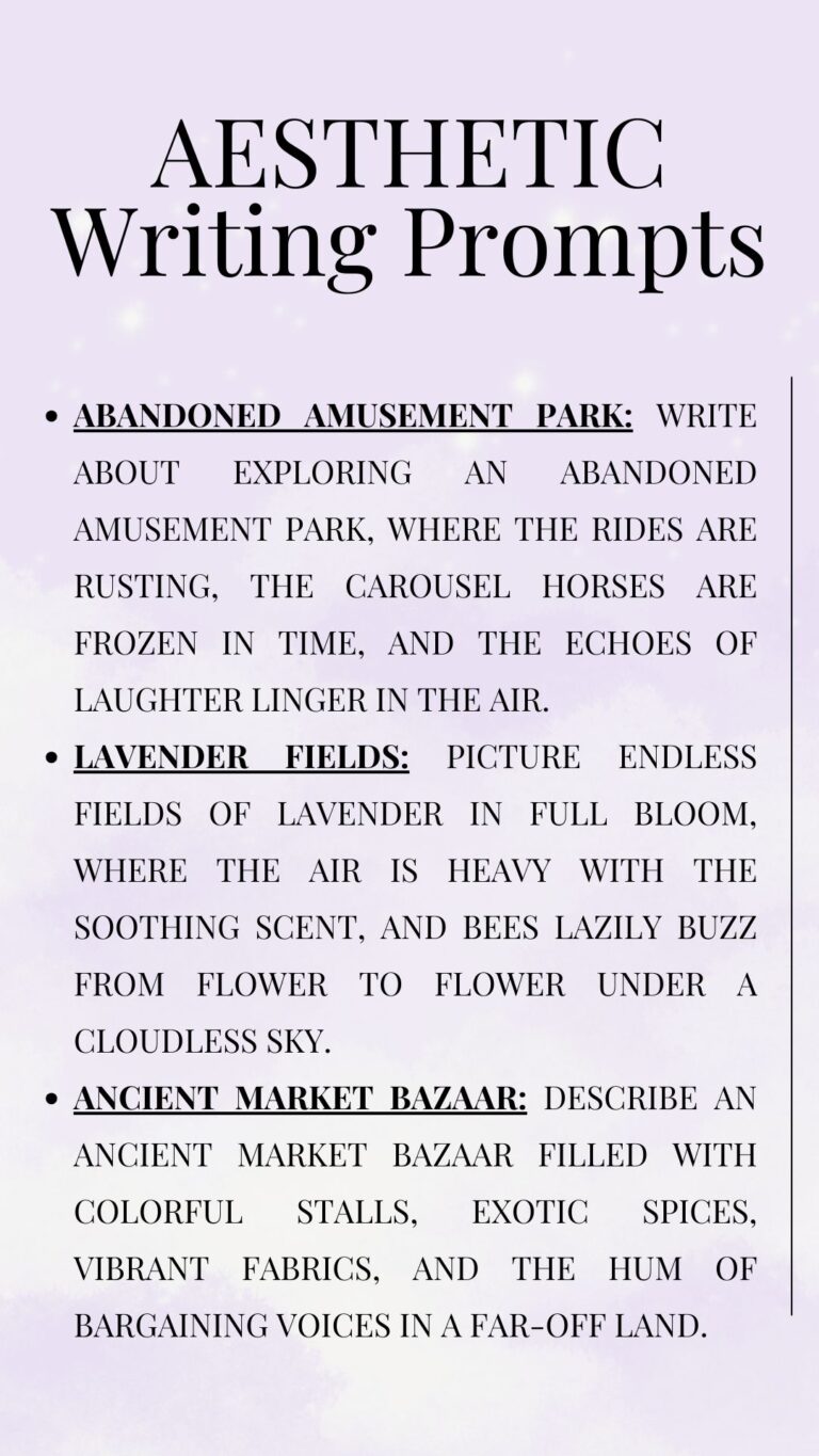 60 Aesthetic Writing Prompts For Students - TheHighSchooler