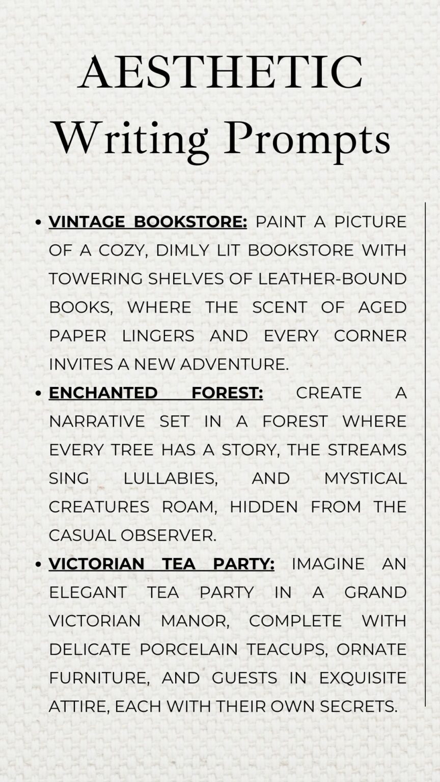 60 Aesthetic Writing Prompts For Students - TheHighSchooler