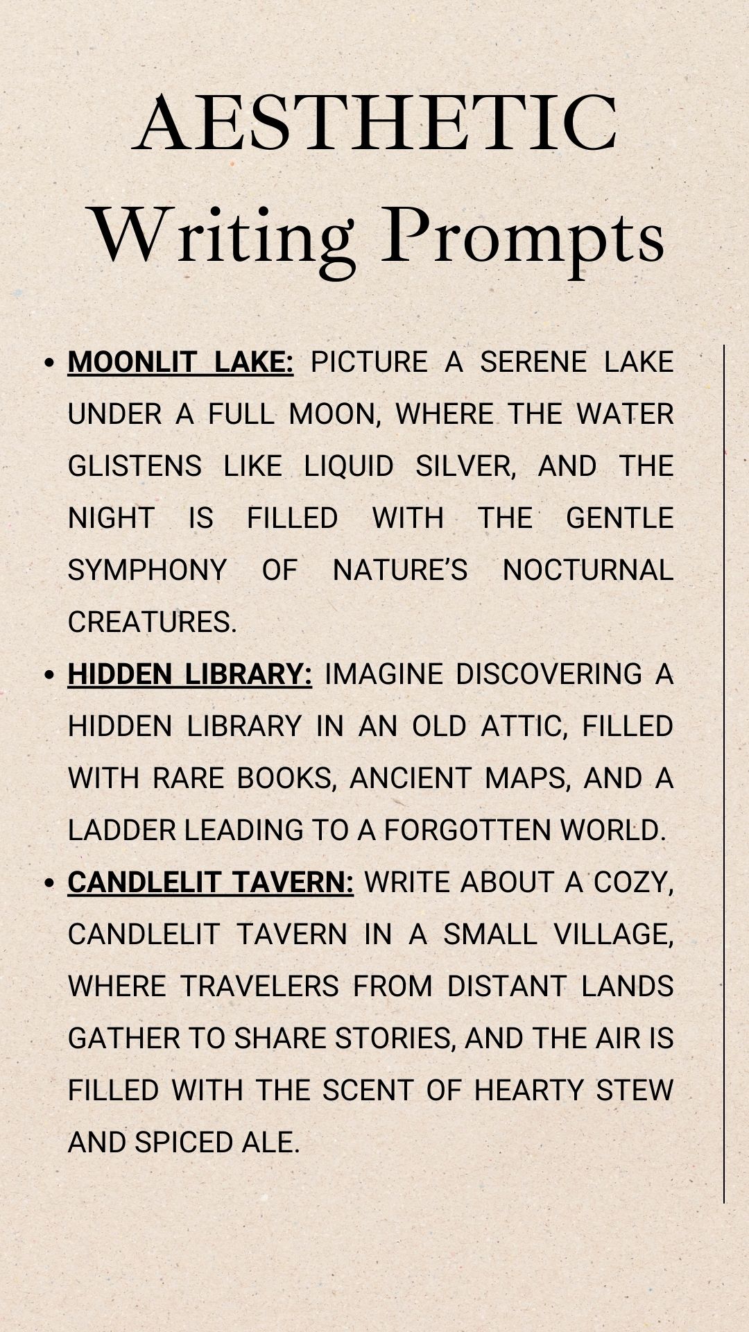 60 Aesthetic Writing Prompts For Students - TheHighSchooler