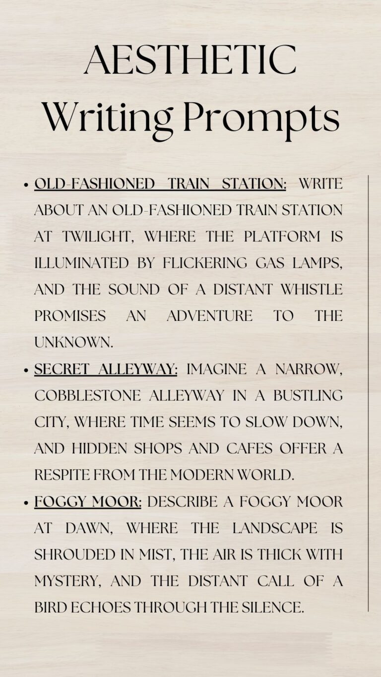 60 Aesthetic Writing Prompts For Students - TheHighSchooler