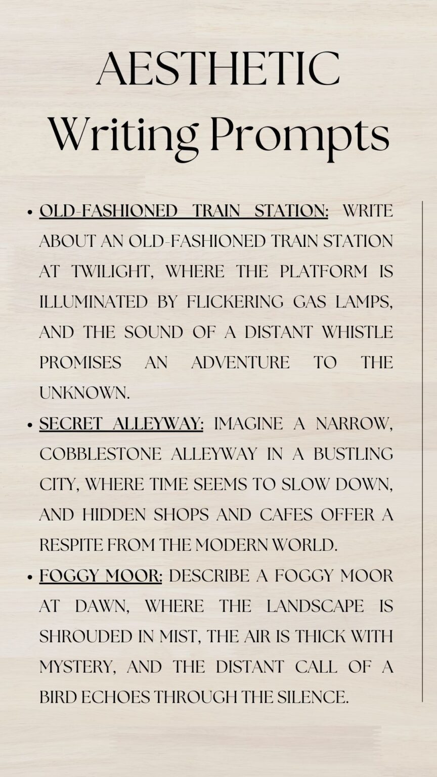 60 Aesthetic Writing Prompts For Students - TheHighSchooler