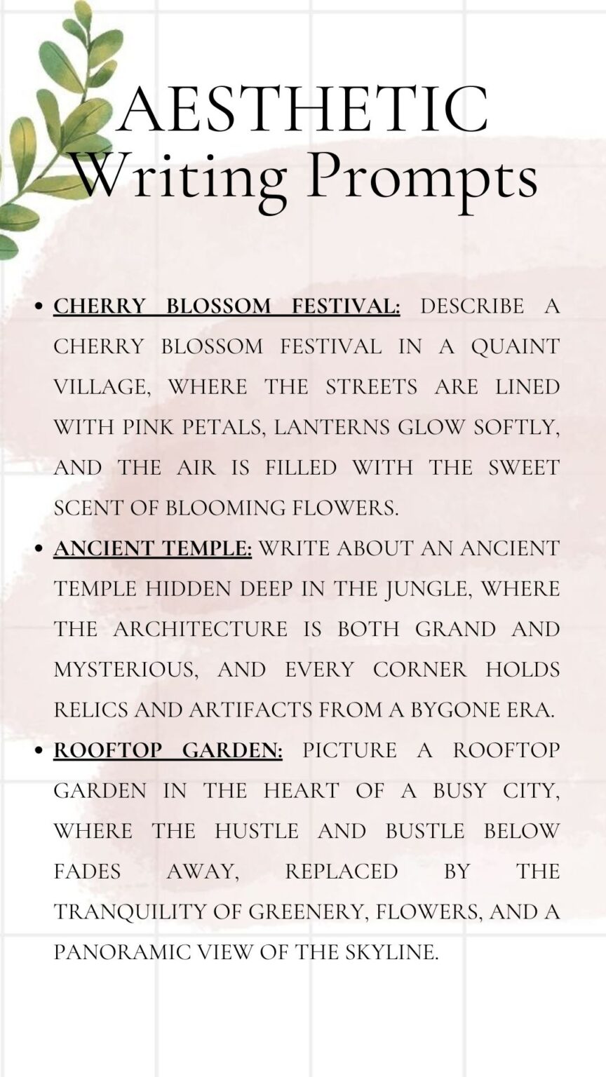 60 Aesthetic Writing Prompts For Students - TheHighSchooler