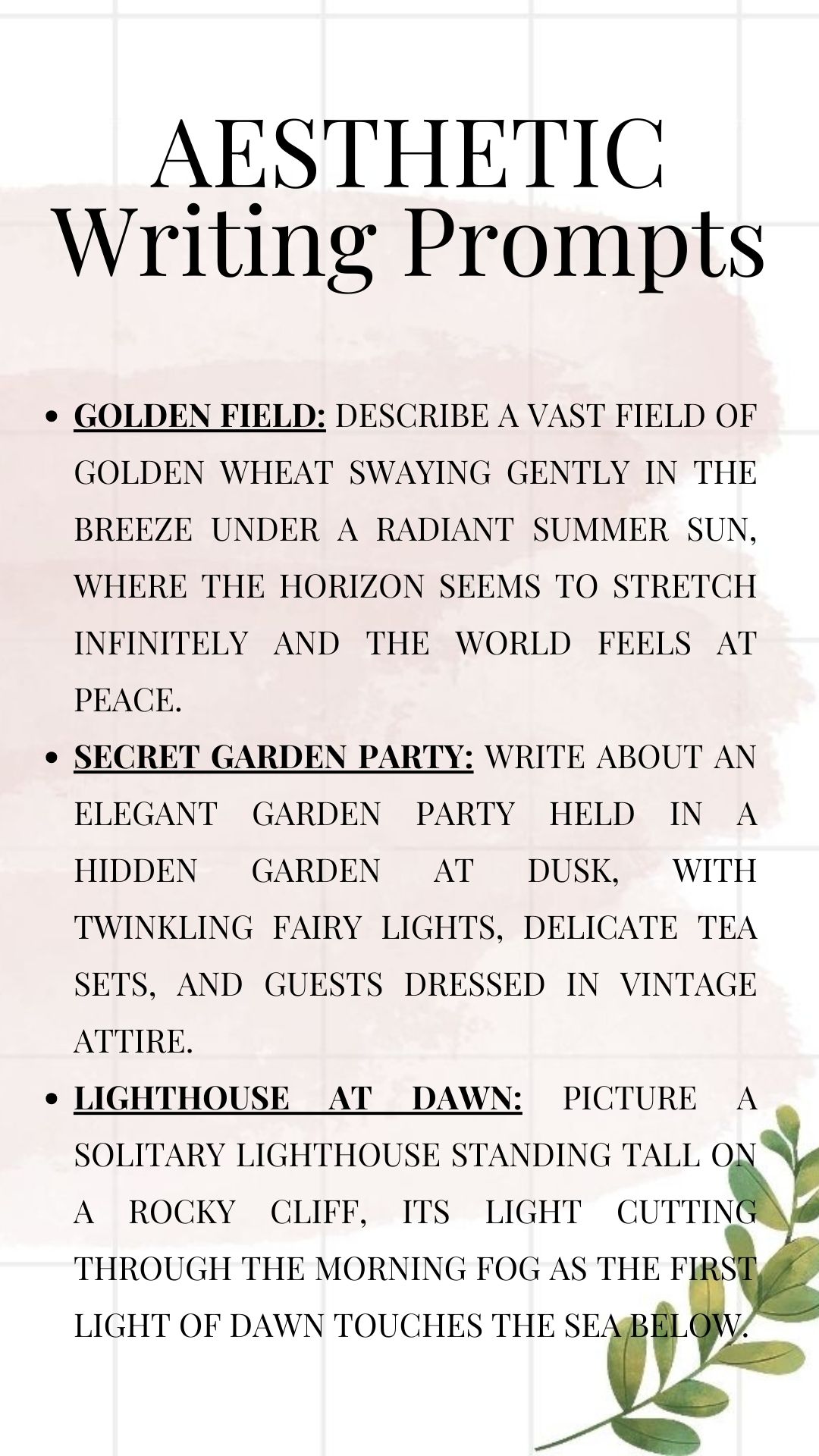 60 Aesthetic Writing Prompts For Students - TheHighSchooler